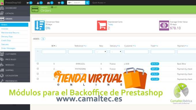 Módulos backoffice prestashop - Módulos para el Backoffice Prestashop